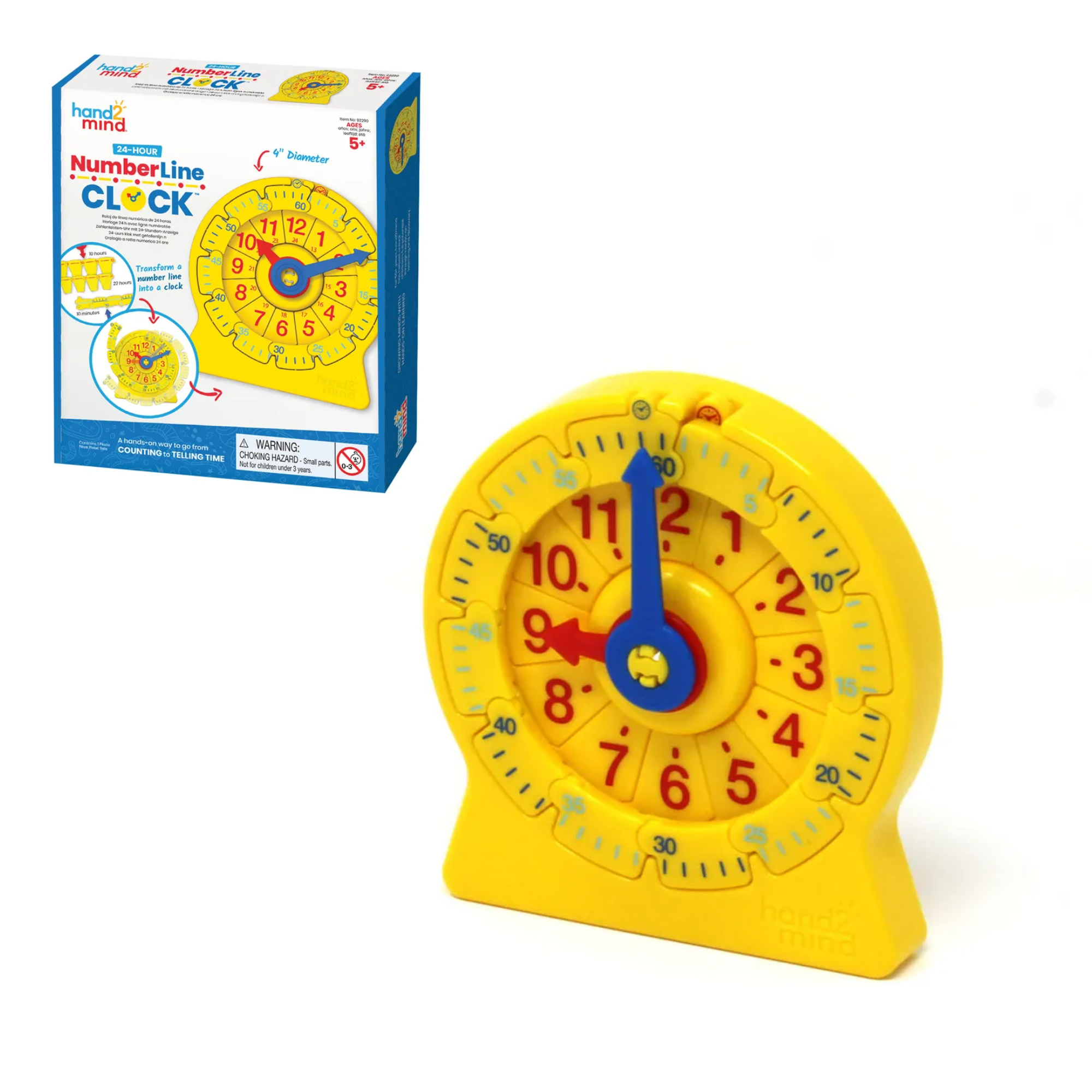 Learning Resources 24-Hour Number Line Clock, Single Student Set, Tell ...
